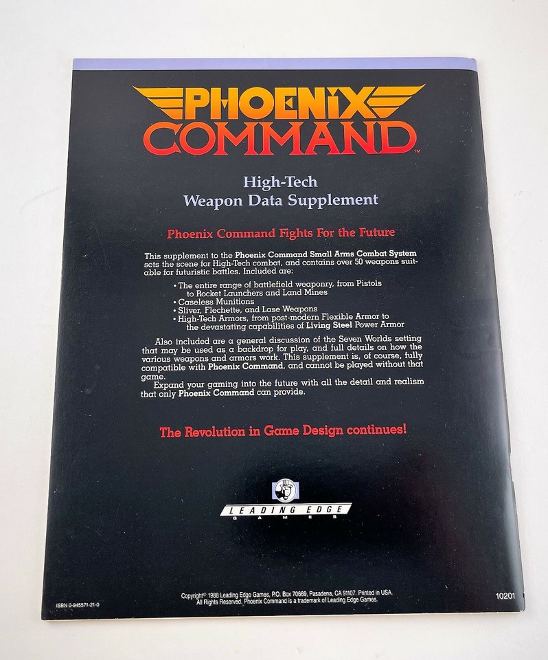 Leading Edge Games - Phoenix Command - High Tech Weapon Data Supplement ...