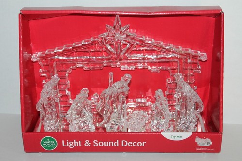 Christmas Winter Wonder Clear Nativity Set with Light & Music Sound NEW ...