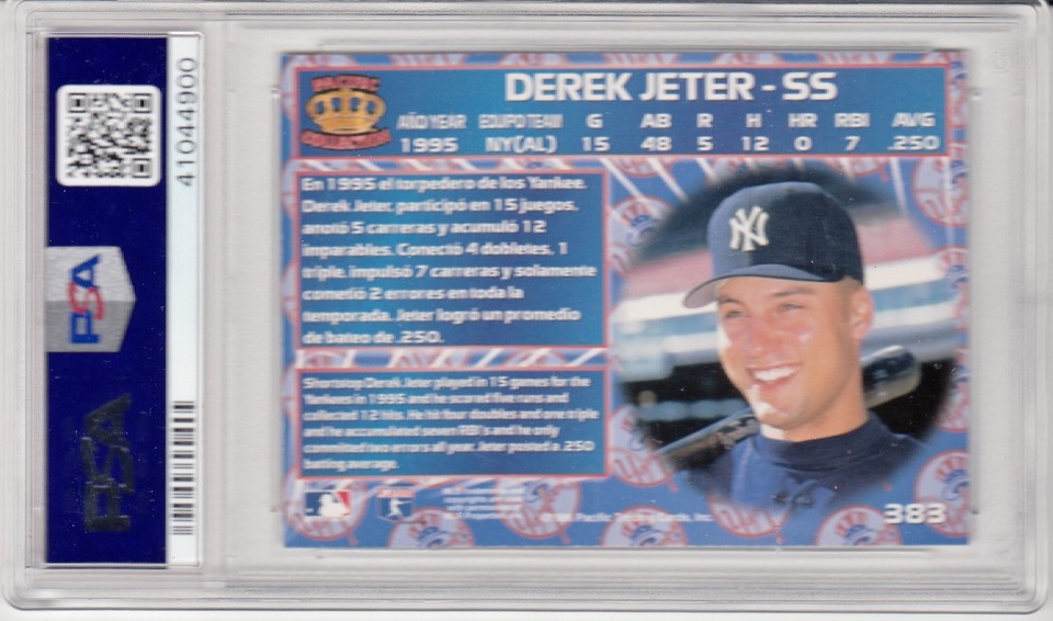 1996 Pacific Crown Collection Derek Jeter New York Yankees SS #383 PSA ...