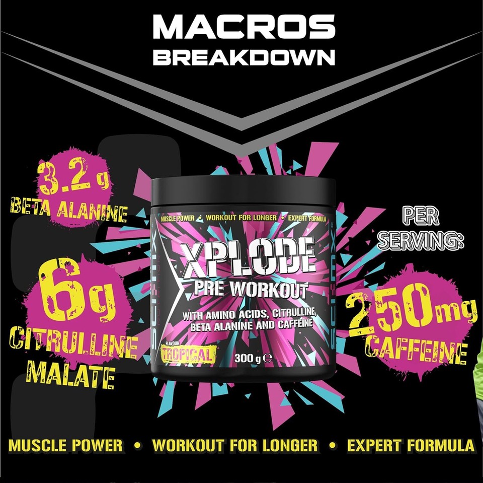 Xplode Pre Workout Powder 300g Sci MX Strong Muscle Pump Extreme Energy ...