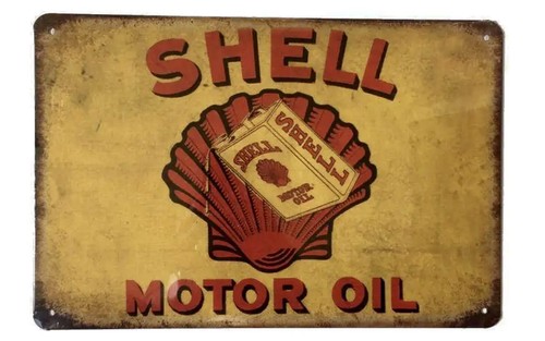 Shell Motor Oil Can Tin Sign - 30cmx20cm A4 - Man Cave Metal Wall ...
