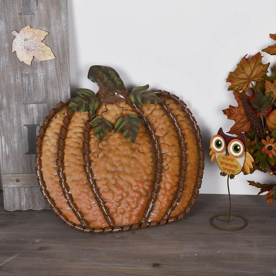Metal Pumpkin Harvest Fall Decor Thanksgiving Halloween Outdoor Yard ...