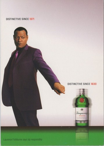 Tanqueray Gin Laurence Fishburne Purple Suit Tonic Promotional postcard ...