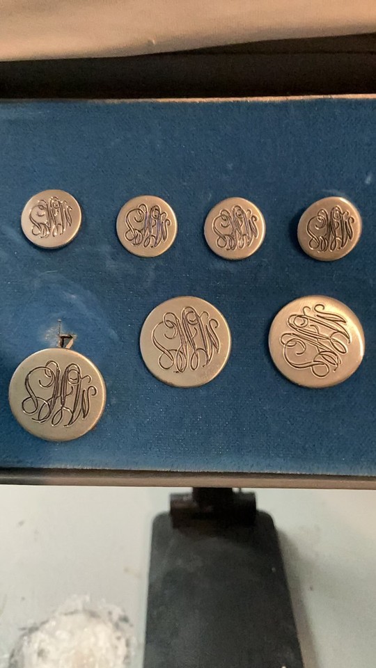 Vintage Sterling Silver Monogrammed Blazer Button Set | eBay