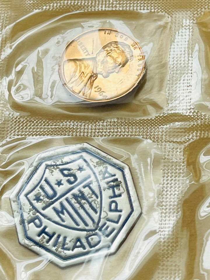1964 U.S. Proof Set Five Coins 90% Silver Half Dollar Philadelphia ...