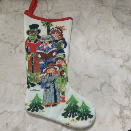 Vintage 1985 STRICTLY CHRISTMAS Carolers Faux Needlepoint Stocking 18 ...