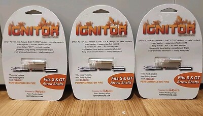 3 Pack NuFletch IGNITOR Lighted Nock Red S & GT Shot Activated Archery ...
