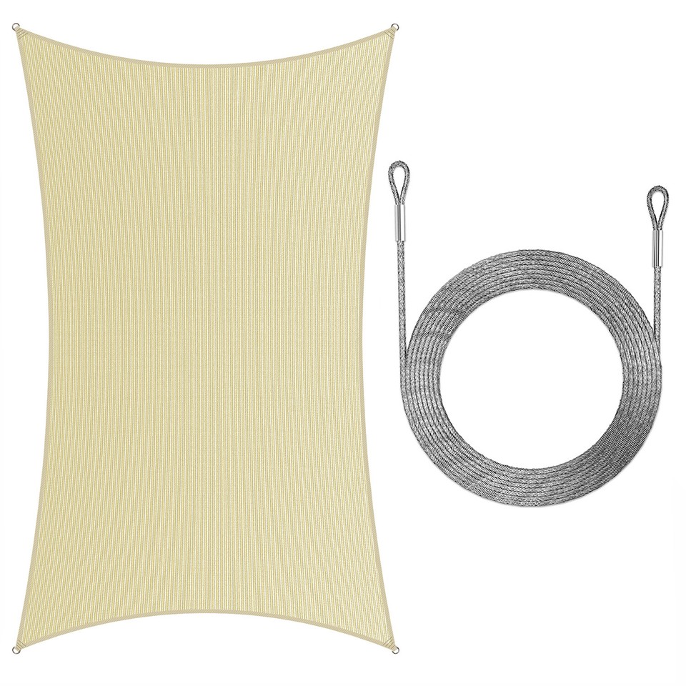 ColourTree Sun Shade Sail Rectangle with Stainless Steel Metal Wire ...