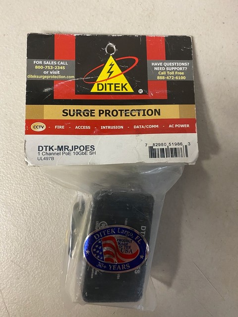 DITEK DTK-MRJPOES Shielded 1-Channel PoE 10GbE Surge Protection for ...