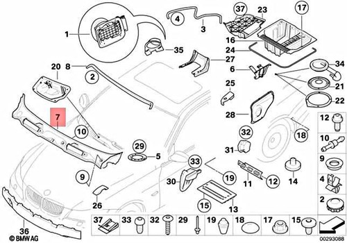 Genuine BMW Windshield Wiper Cowl Panel Motor Cover OE 51717161033 | eBay
