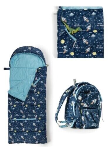 Mimish Sleep-N-Pack, 50 F Packable Kids Sleeping Bag & Backpack Space ...