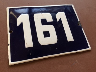 ANTIQUE VINTAGE ENAMEL SIGN HOUSE NUMBER 161 BLUE DOOR GATE STREET SIGN ...