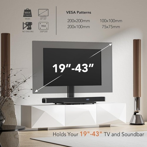 Universal Swivel TV /Table Top TV Stand for 19 to 43 inch TVs with 90 ...