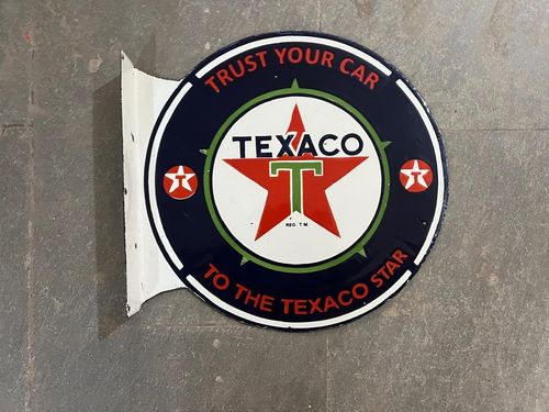 PORCELIAN TEXACO ENAMEL SIGN SIZE 18X18 INCHES DOUBLE SIDED WITH FLANGE ...