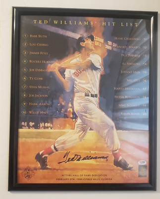Ted Williams Autographed Signed PSA/DNA Poster w/ Green Diamond COA ...