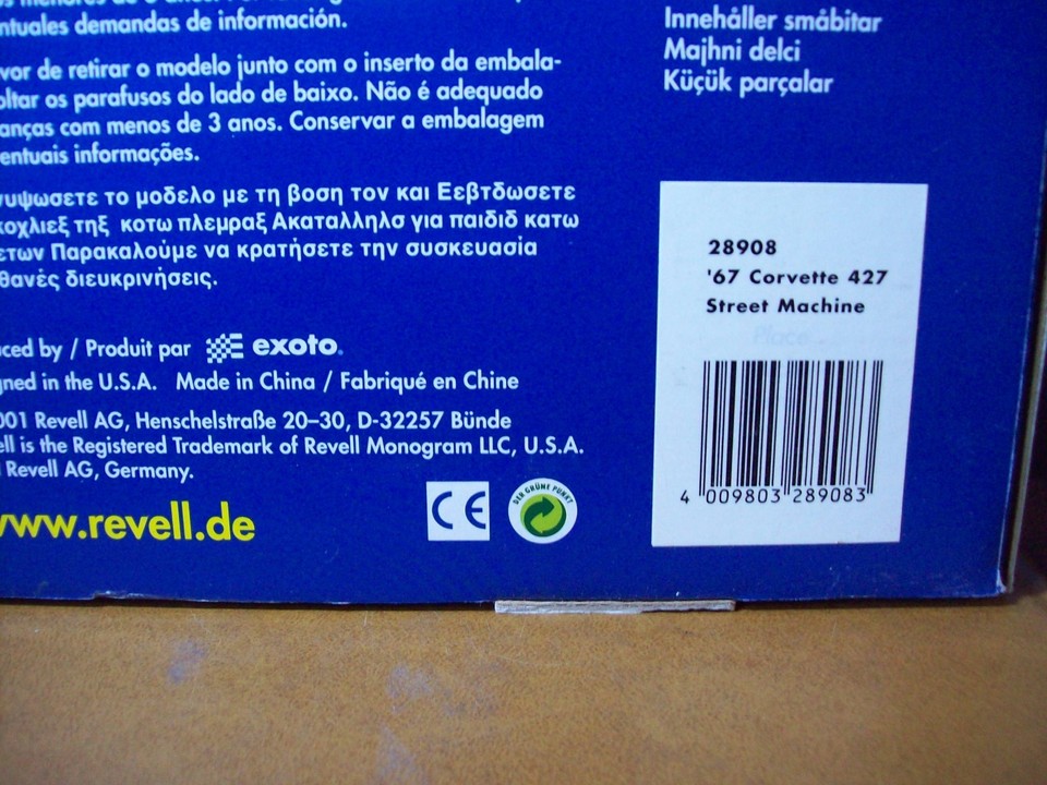 1/18 EXOTO/REVELL MOTORBOX 28908 CORVETTE STINGRAY '67 427 STREET ...
