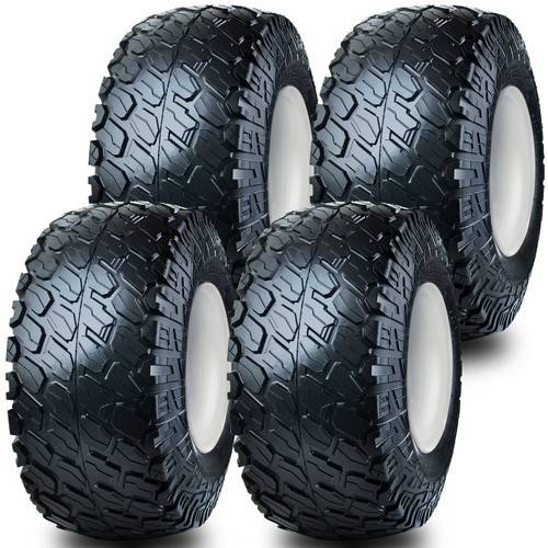 Set 4 Wolf Pack 18X8.50-8 6ply on 8X7 4-4.0 White Solid Wheel Golf Cart ...