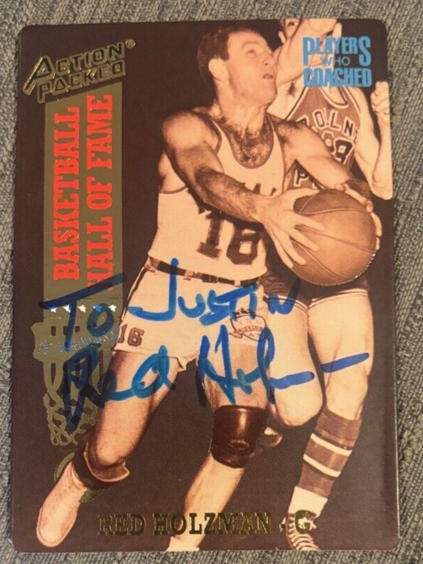 1993 Action Packed #82 Red Holzman New York Knicks HOF signed ...