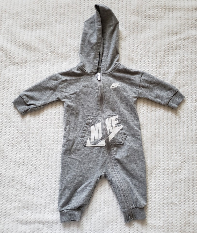 Nike Baby Zip Up Jumpsuit black/grey hooded set Size 6 Months | eBay