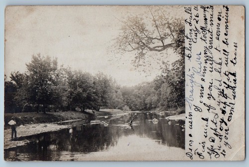 Clinton Falls Minnesota MN Postcard RPPC Photo River View People c1905 ...