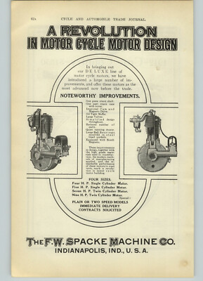 1911 PAPER AD F W Spacke Motorcycle Engine Deluxe 4 5 7 9 HP 2 Speed | eBay