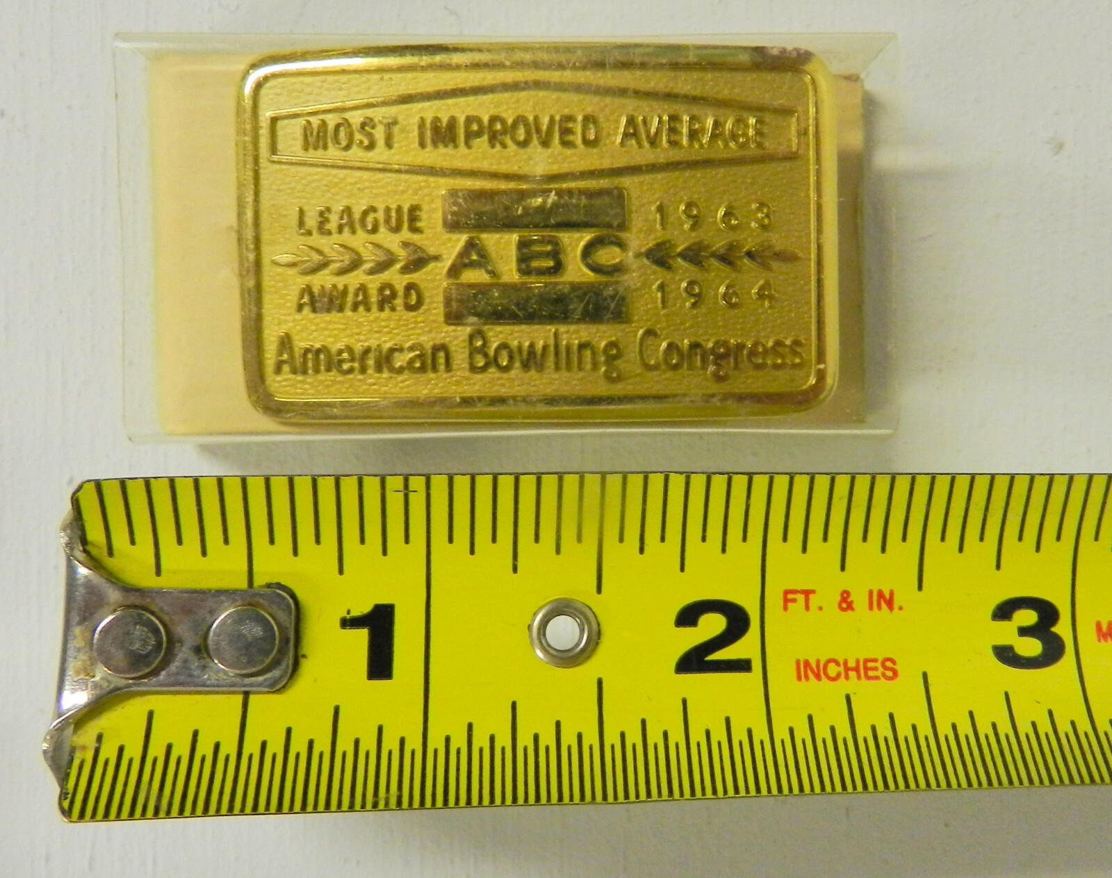 1963-64 ABC BOWLING MOST IMPROVED AVERAGE BRASS BELT … - Gem