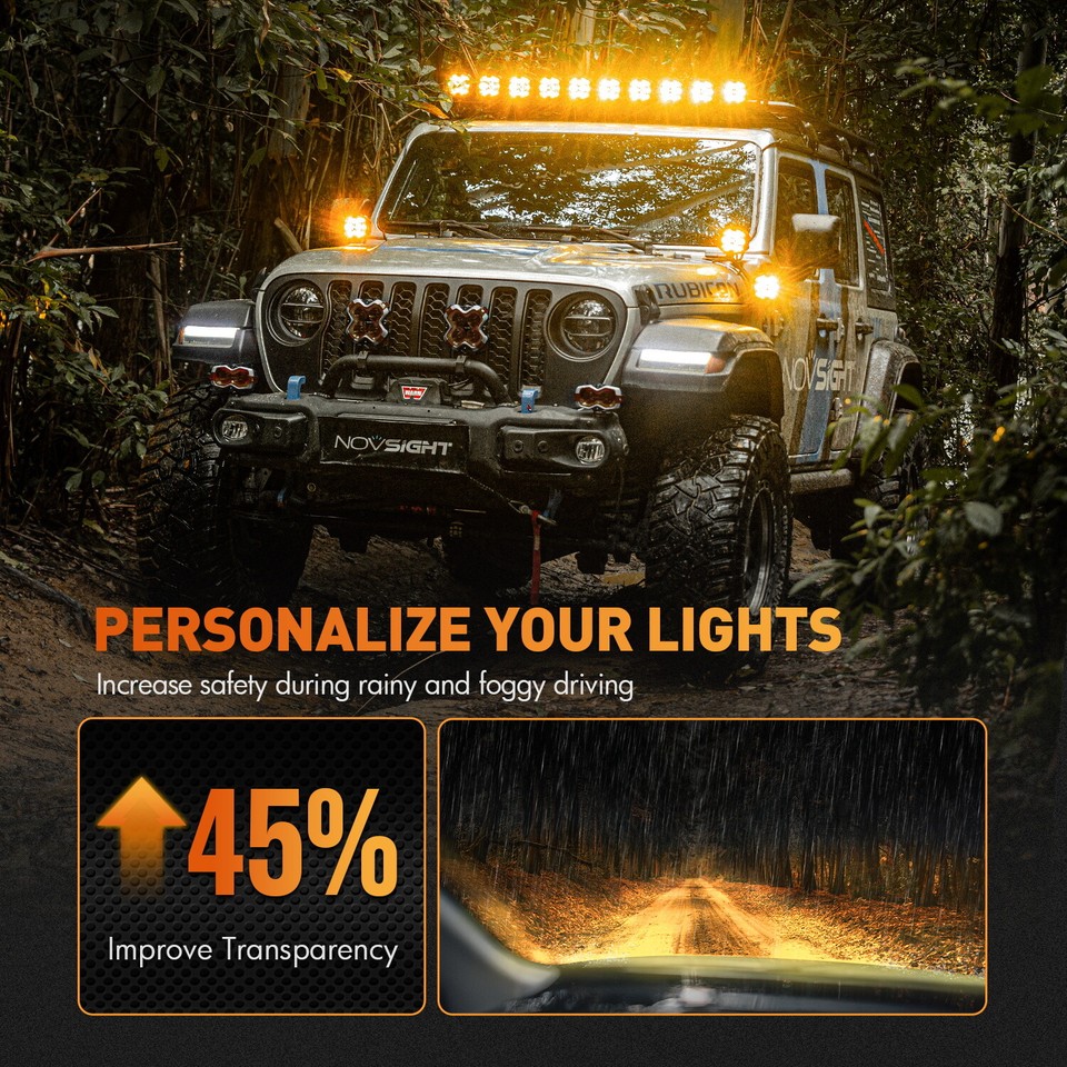 NOVSIGHT X Series 4'' LED Work Off Road Pod Lights 6000LM Truck Van ...
