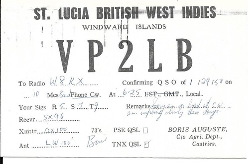 QSL 1958 ST Lucia with Stamps radio card | eBay