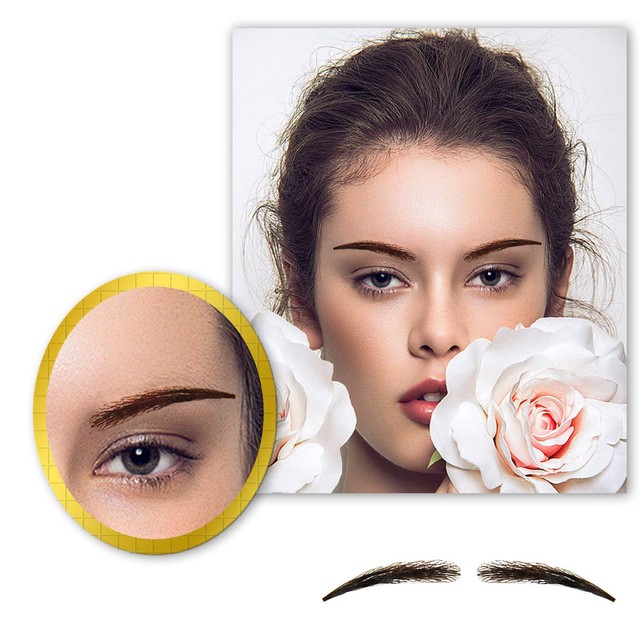 One Pair Women's Handmade False Eyebrows PU Base Human Hair Fake Eye ...