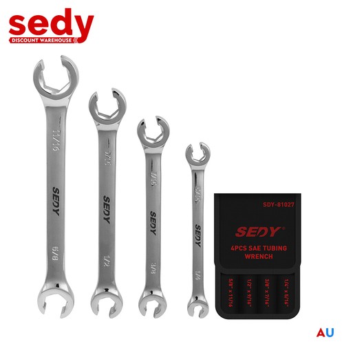 4Pcs Flare Nut Spanner Set SAE Brake Line Wrench Offset Head Organizer ...