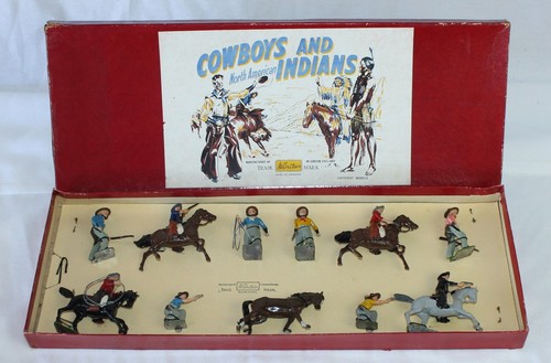 Britains Set 209 Cowboys Mounted Foot Lassos Rifles Pistols Wild Horse ...