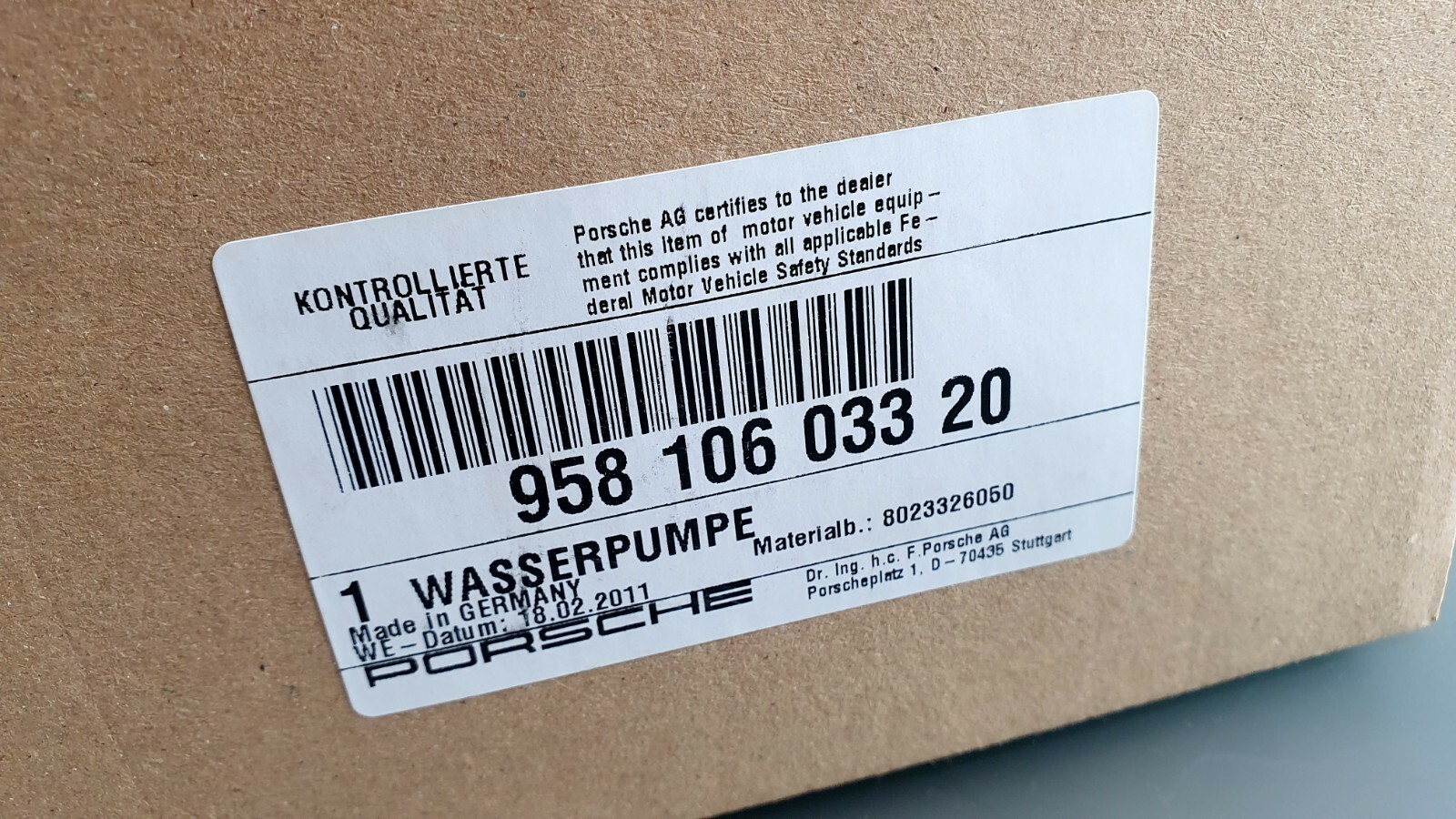 Original PORSCHE Cayenne 958 Wasserpumpe 95810603320 Pumpe Wasser | eBay