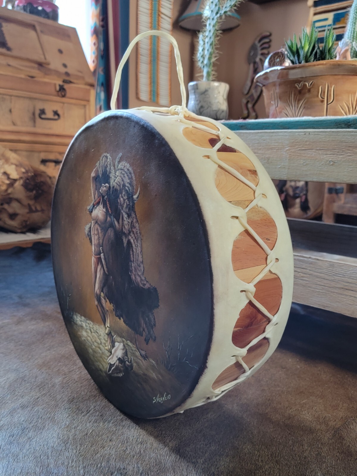 Native American! Indian Tarahumara Hand Painted Drum by Artist Salvador ...