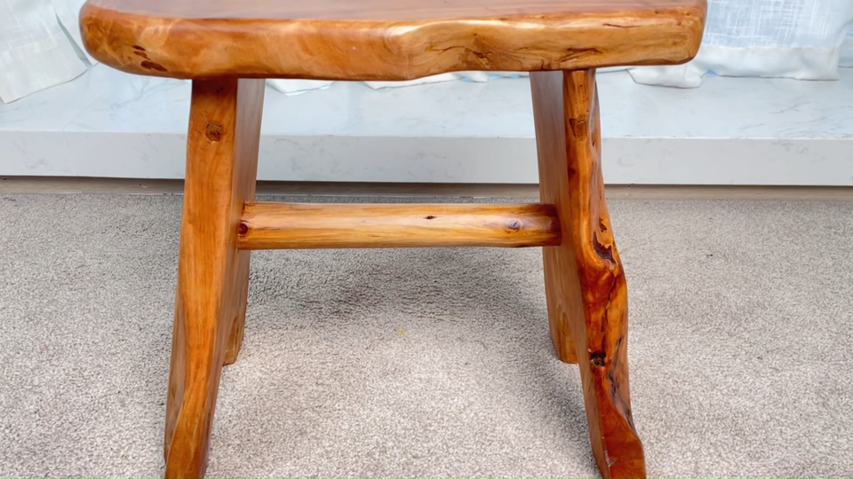 Rustic Natural Edge Cedar Wood Bench Stool End Side Table Unique Accent ...