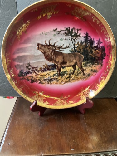 Vintage ST Bavaria Elk Stag Cabinet Plate Shallow Bowl Beehive Mark | eBay