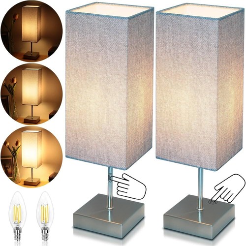 HSLighting Bedside Lamps, Touch Control Table Lamp 38.3cm Tall with ...