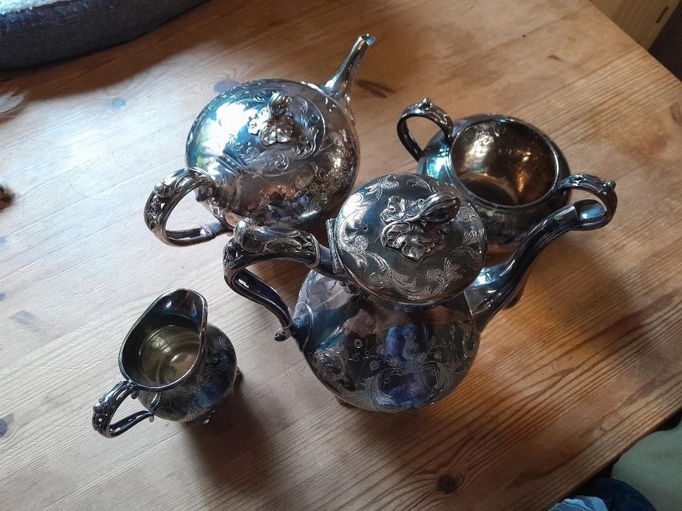 James Dixon Silver Plated 71930 Teapot, Coffee Pot, Milk Jug, Sugar ...