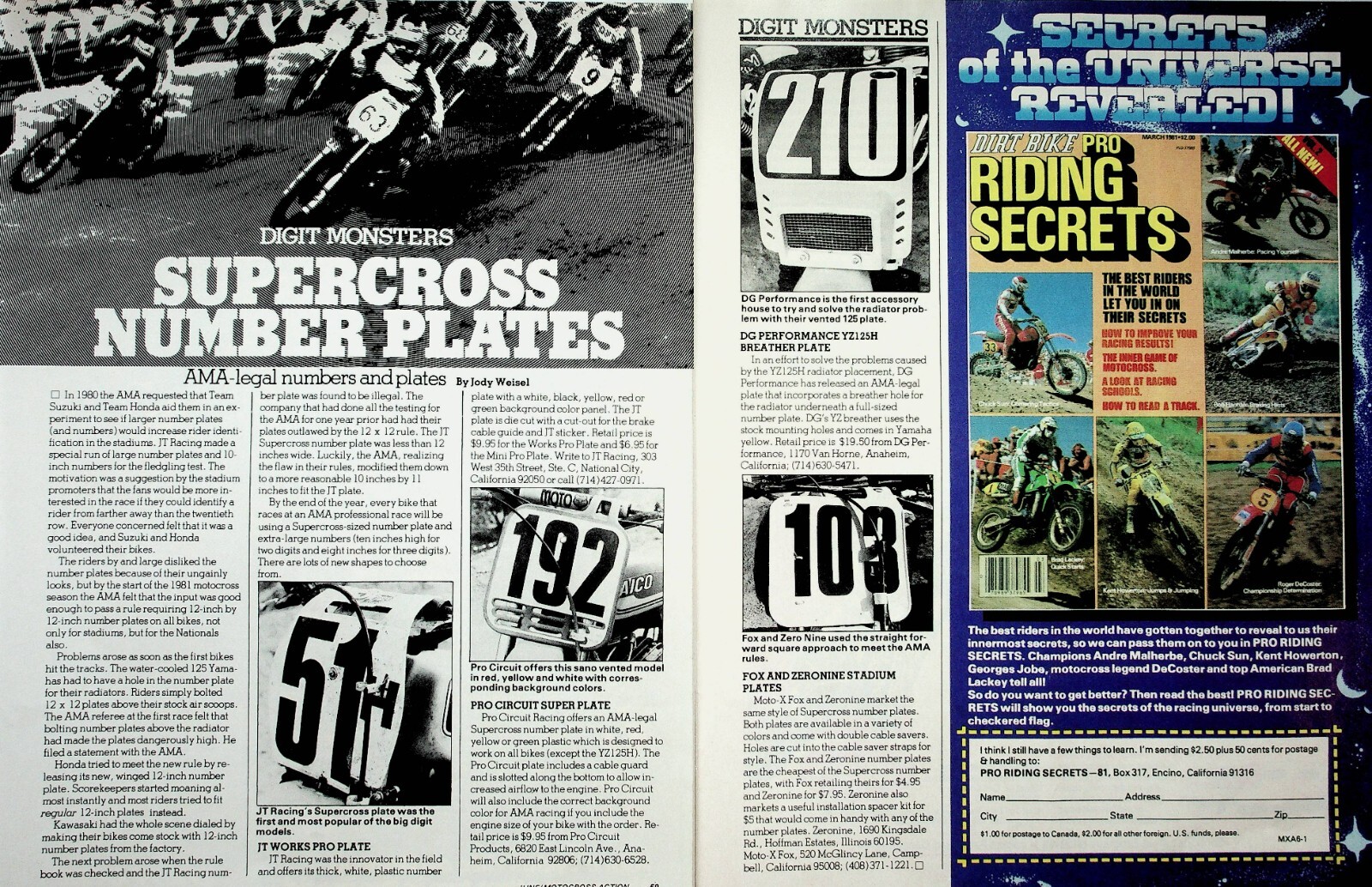1981 Supercross Number Plates Motocross - 2-Page Vintage Motorcycle ...