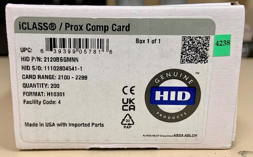 50-Pack HID iClass/Prox Cards, Key Cards, 2120BGGMNN, H10301, 26-bit | eBay