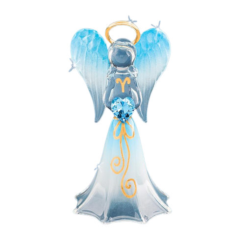 Blue Angel with Crystal Heart Handcrafted Glass Faith Figurine | eBay