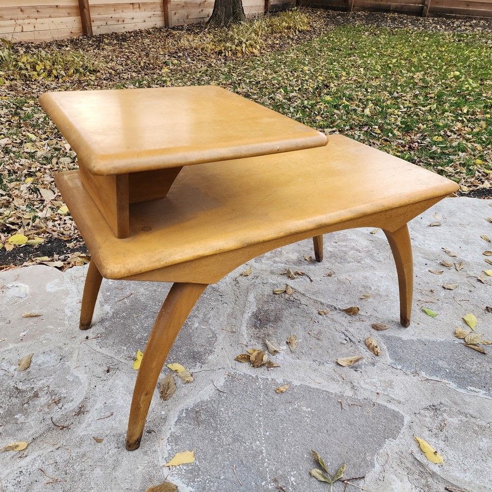MCM HEYWOOD WAKEFIELD Two Step Tier End Table Curved Legs | eBay