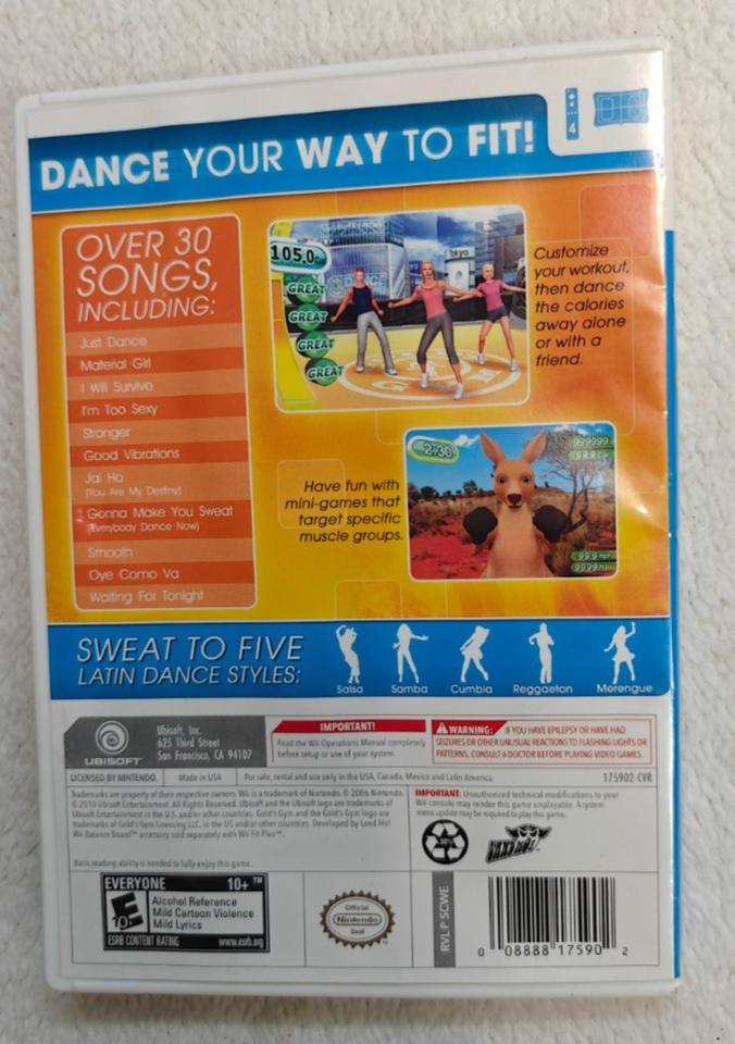 Gold's Gym Dance Workout (Nintendo Wii, 2010) case/disc/manual ...