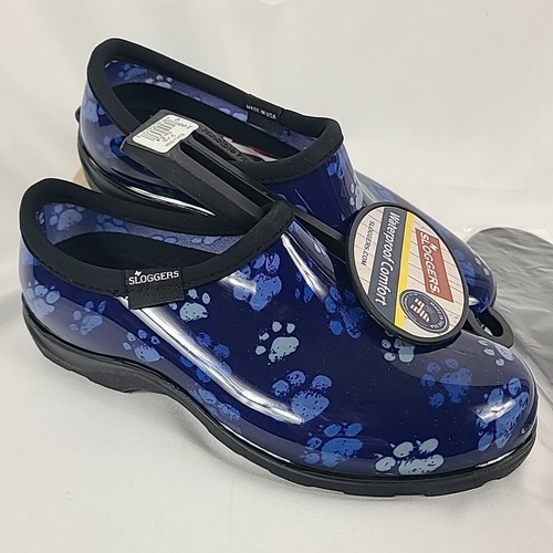 NEW Sloggers Waterproof Grungy Paw Garden Clog w/ Comfort Insole Blue ...