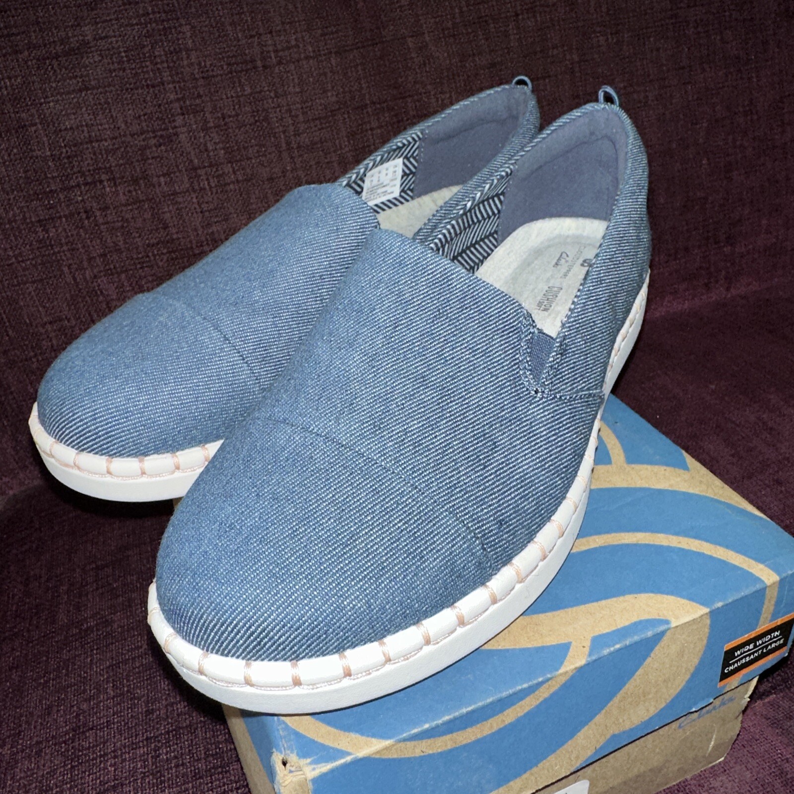 NEW IN BOX CLARKS STEP GLOW JADE CLOUDSTEPPERS LOAFERS BLUE SZ 8 SHOES ...