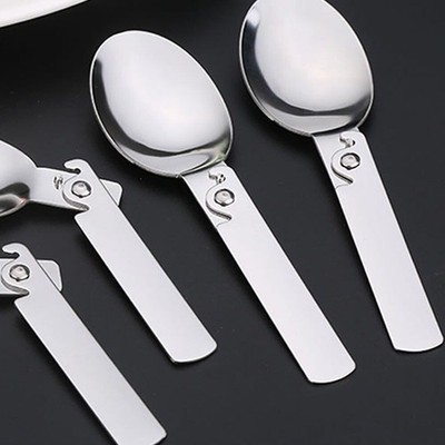 Outdoor Travel Tableware Folding Spoon Silver Coffee Spoon Dessert ...