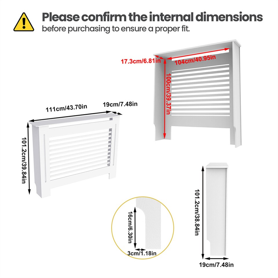 Extra Tall Radiator Cover 92cm Height MDF Cabinet Grill Shelf Furniture ...