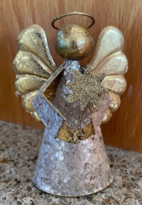 Pier 1 Imports 5" Silver & Gold Galvanized Metal Angel Christmas ...