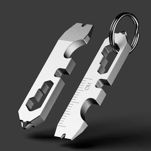 EDC Titanium Keychain Pry Bar Crowbar Pocket Ruler Wrench Outdoor Multi ...