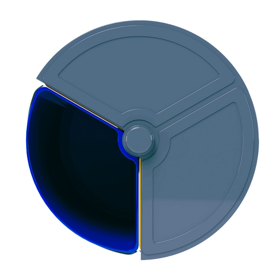 Sorting Waste Bin Set 3 Compartments Lid Rotable Round Under Cabinet ...