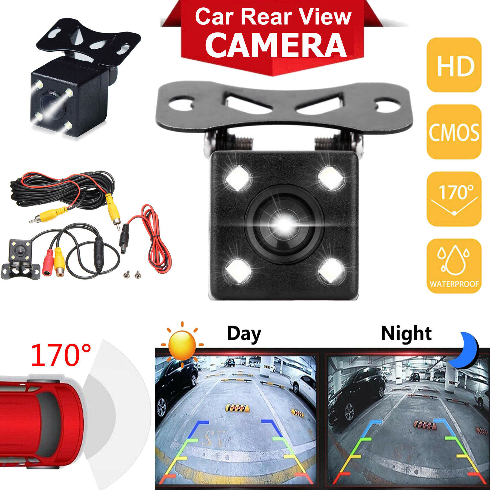 170° Car Rear View Reverse Backup Parking Camera HD Night Vision ...